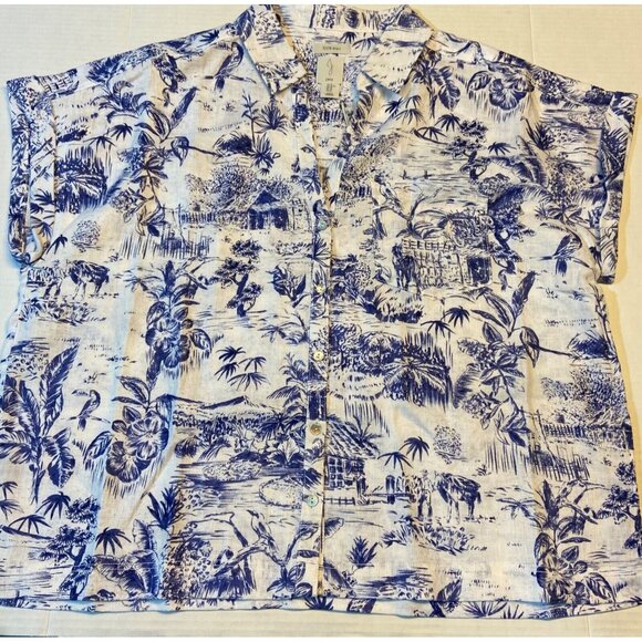 Joie | Tops | Joie Women Ss Button Up Blouse Medium Blue Floral 0 Linen ...